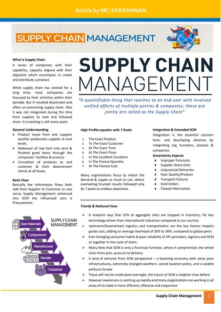 A presentation on Supply Chain Management | PPTX | Logistics and ...