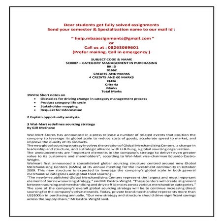 Scm 4th sem smu mba solved assignments summer 2014 | PDF