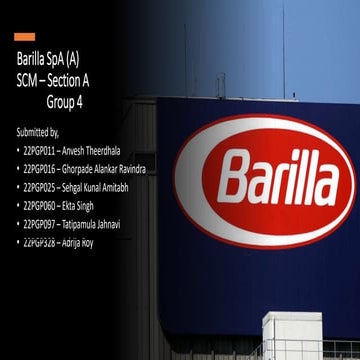 SCM Case- Barilla Spa section operations case study | PPTX