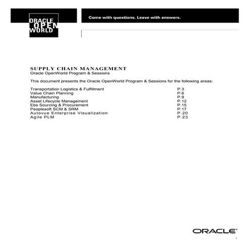 Scm Oracle Open World Program 2009 | PDF
