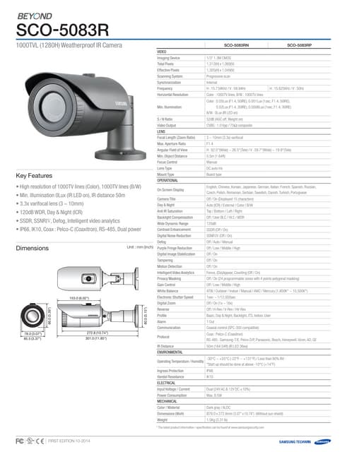 Samsung Techwin SCP-3370H Data Sheet | PDF