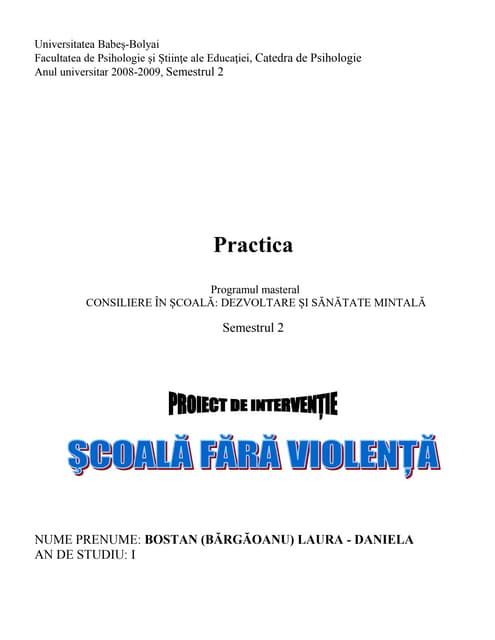 Combaterea şi prevenirea violenţei în şcolii | PDF