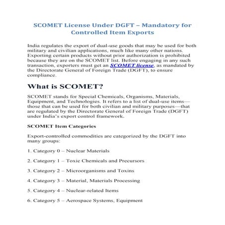 Download the Latest SCOMET Declaration Format for Export Clearance.pdf