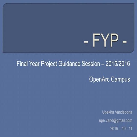 Software Engineering - Final Year Project Guidance | PPT