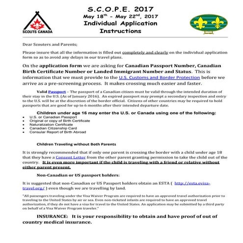 Scope 2017 individual application form instructions | PDF