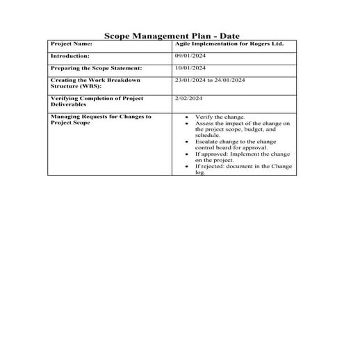 scope management plan document for use. | DOC