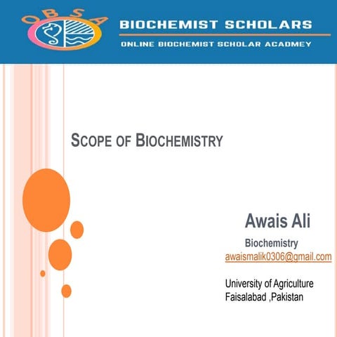 Scope of biochemistry | PPTX | Biological Sciences | Science