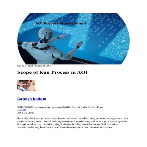 Scope of lean process in AOI (Automatic optical inspection ).pdf ...