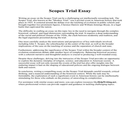 Scopes Trial Essay. Centenary University | PDF