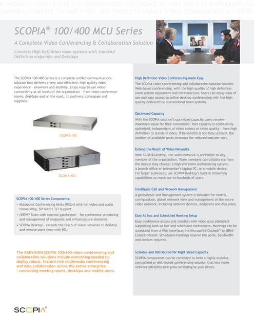 SCOPIA 100/400 Conferencing Solutions | PDF