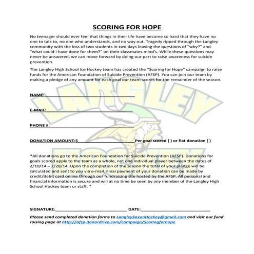 Scoring for Hope Pledge Form | PDF