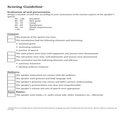Speech Scoring Guideline | PDF