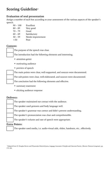 Scoring rubric-1-oral-presentation | PDF