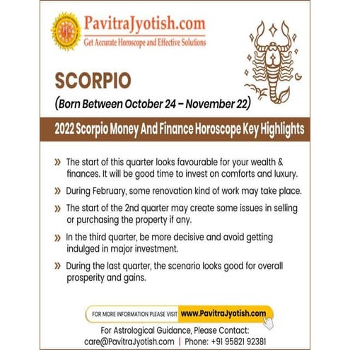 Scorpio Finance Horoscope 2022 | PDF