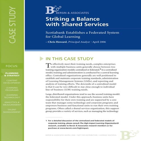 Learn How Scotiabank Delivers e-learning: Case Study Bersin & Delloite | PDF