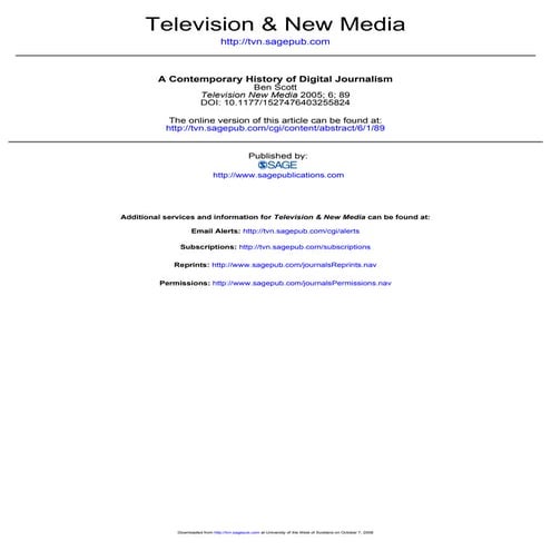 Scott 2005 A Contemporary History Of Digital Journalism | PDF