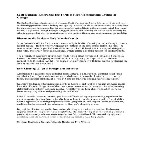 Scott Damron Embracing the Thrill of Rock Climbing and Cycling in ...