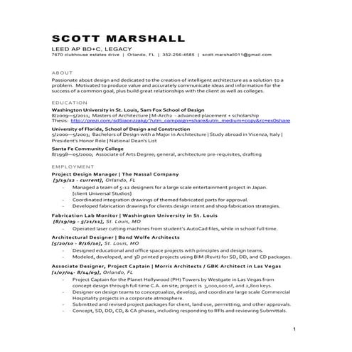 Scott Marshall Architecture Resume | PDF