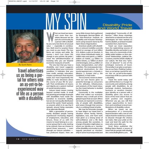 Scott Rains Disability Pride and World Travel | PDF | Travel