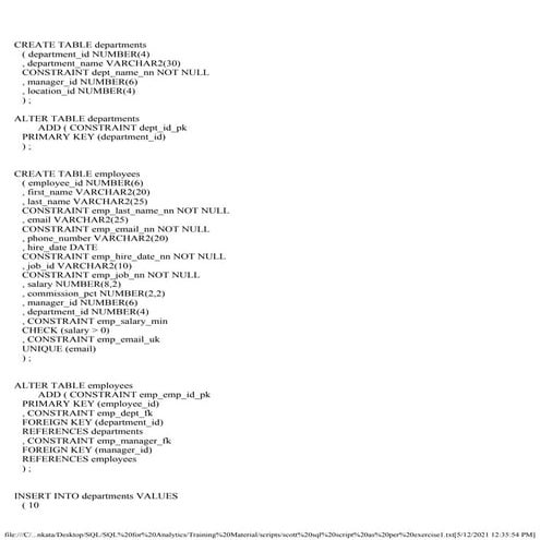 Scott Sql Script As Per Exercise1 Pdf 1310