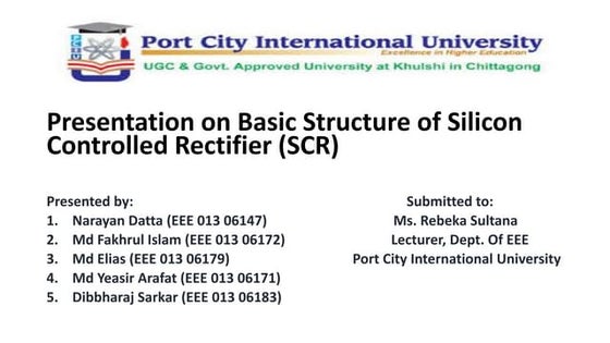 Silicon controlled rectifier ( SCR ) | PPTX | Operating Systems | Computer Software and Applications