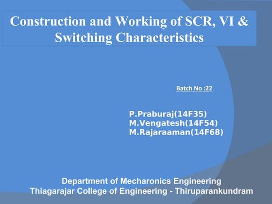 Silicon controlled rectifier ( SCR ) | PPTX | Operating Systems | Computer Software and Applications