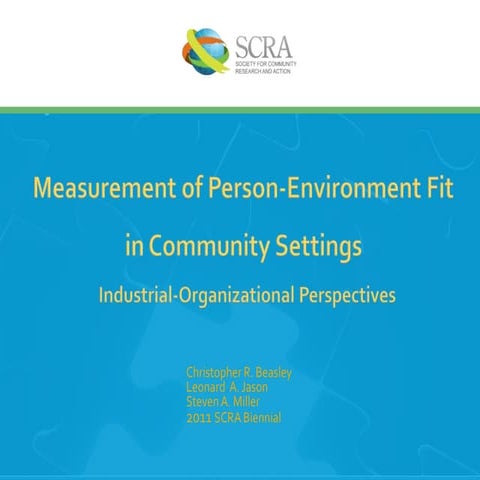 Measurement of Person-Environment Fit in Community Settings | PPTX