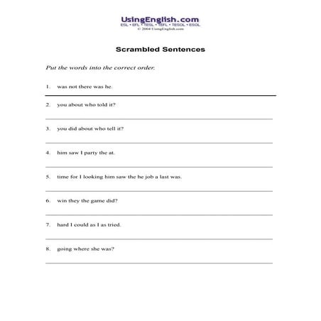 Scrambled sentences | PDF