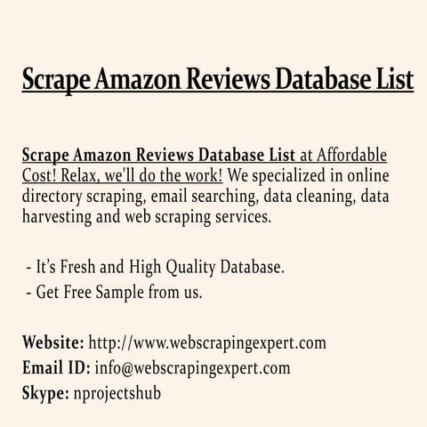 Scrape Amazon Reviews Database List | PPTX