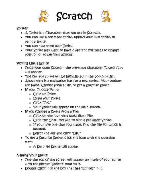 Scratch Lesson 1 – Basics | PPT | Computer Animation | Computer Software and Applications