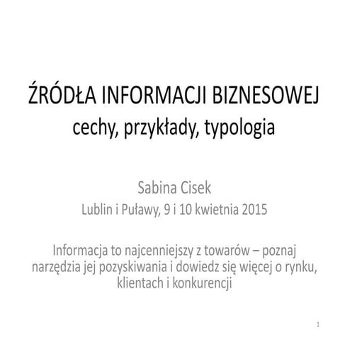Sc źródła informacji, typologia, przykłady | PPT