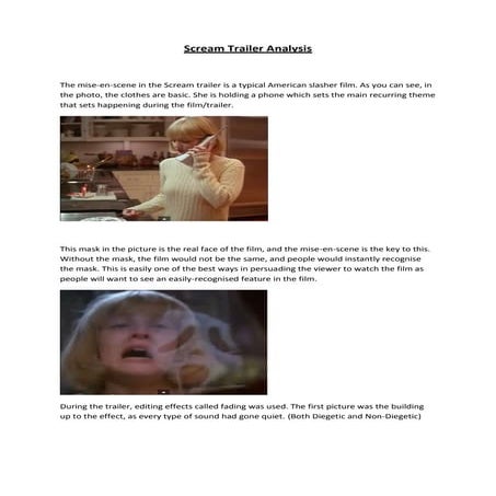 Scream film trailer analysis | DOCX