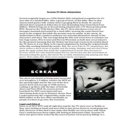 Scream tv show adaptation | DOCX
