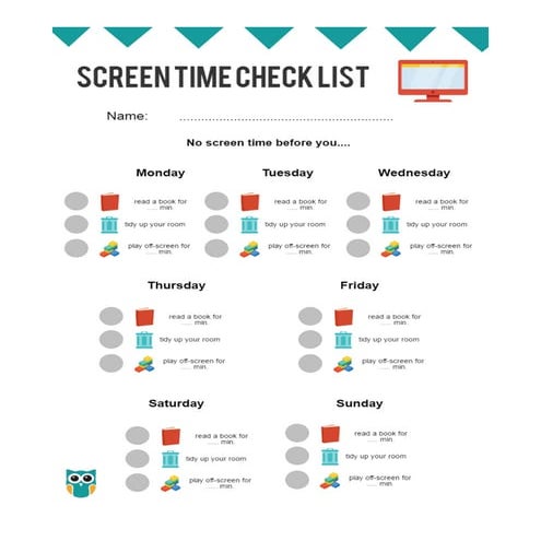 Screen time check list for kids | PDF