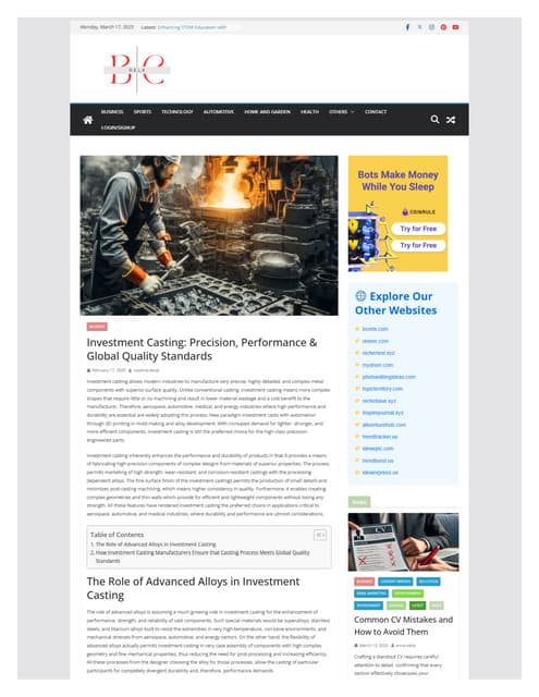 Development of New Materials and Alloys for Investment Casting | PDF