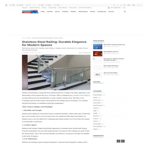 Stainless Steel Railing: Durable Elegance for Modern Spaces | PDF