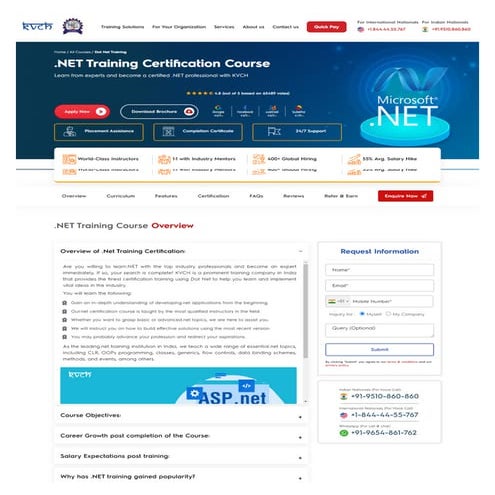 Microsoft Dot Net Certification Training | .NET Programming | KVCH | PDF
