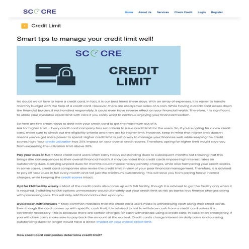 What is credit limit - Credit limit affect credit score | PDF