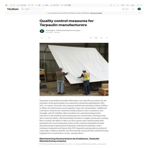 Quality control measures for Tarpaulin manufacturers | PDF