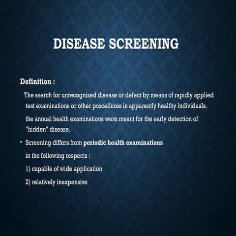 Screening for Diseases | PPTX
