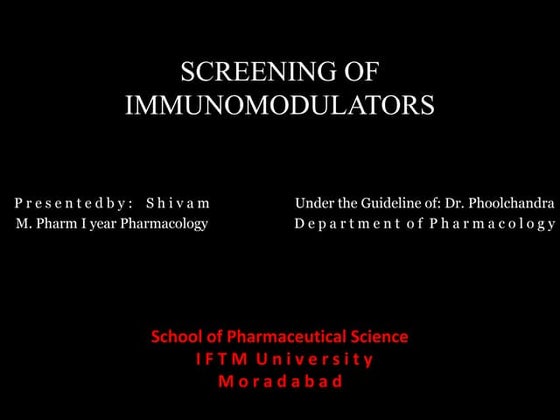 Screening of immunomodulatory drugs | PPT
