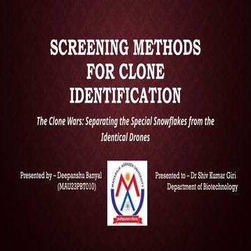 Screening Methods for clone identification | PPTX