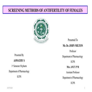SCREENING METHODS OF ANTIFERTILITY OF FEMALES.pptx