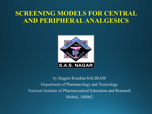 Screening of centrally acting muscle relaxant agents | PPTX