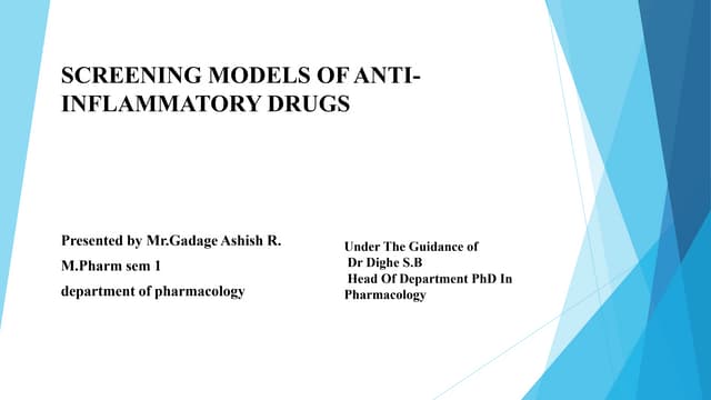 Screening Models of Anti-Inflammatory Drugs | PPTX