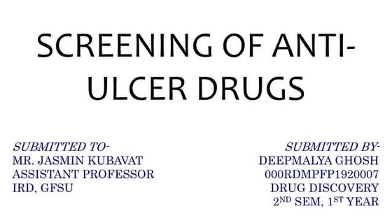 Expt. 4 Study of anti ulcer activity of a drug using pylorus ligand ...