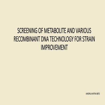 Screening of metabolite and various rDNA technology for strain ...