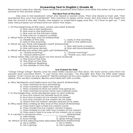 PHILIRI GRADE 4- READING PASSAGES------- | PPTX