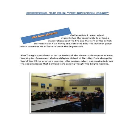 Screening the film the imitation game | PDF