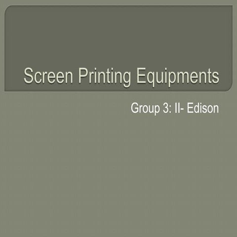 Screen Printing Equipments | PPT